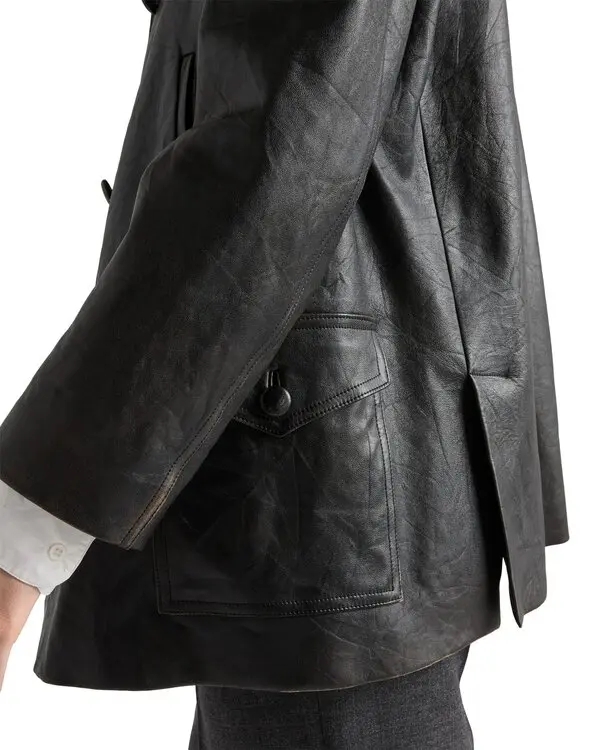 Prada Double-breasted Nappa Leather Caban Jacket