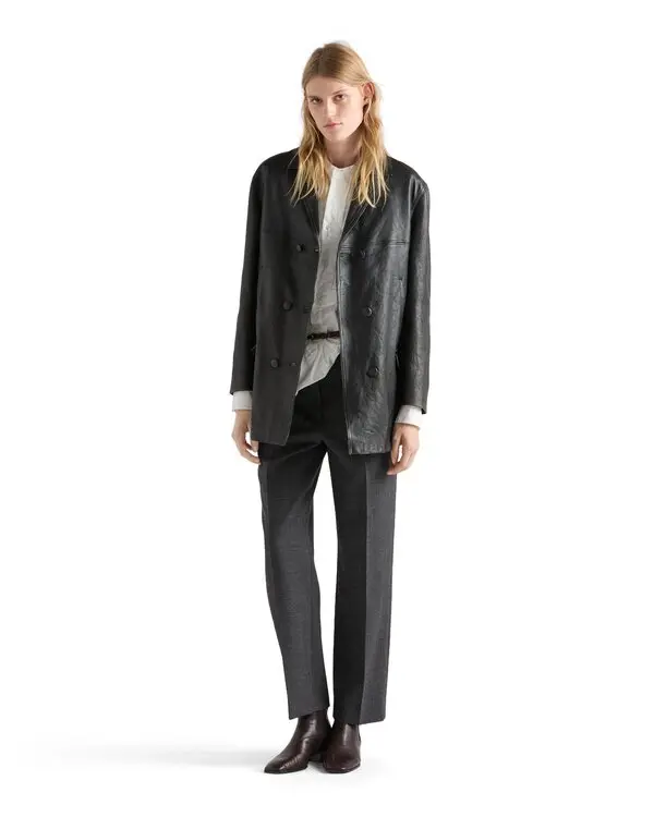 Prada Double-breasted Nappa Leather Caban Jacket