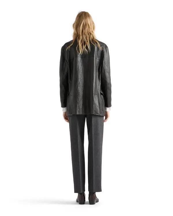 Prada Double-breasted Nappa Leather Caban Jacket