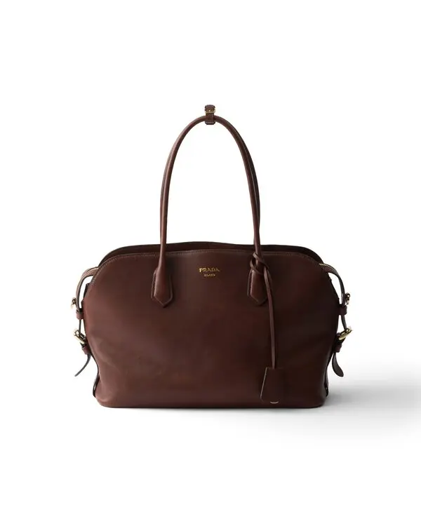 Prada Leather Tote Bag - Brown