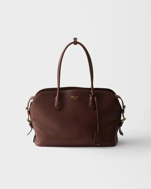 Prada Leather Tote Bag - Cocoa