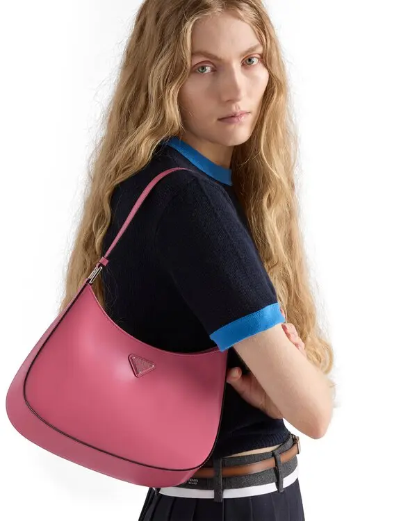 Prada Cleo Brushed Leather Shoulder Bag - Pink