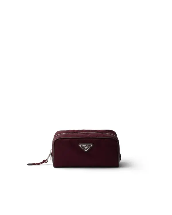 Prada Speedrock Re-nylon And Leather Pouch - Red