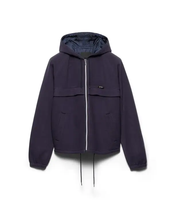 Prada Hooded Technical Fabric Blouson Jacket - Blue