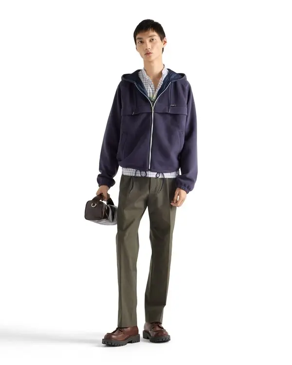 Prada Hooded Technical Fabric Blouson Jacket - Blue