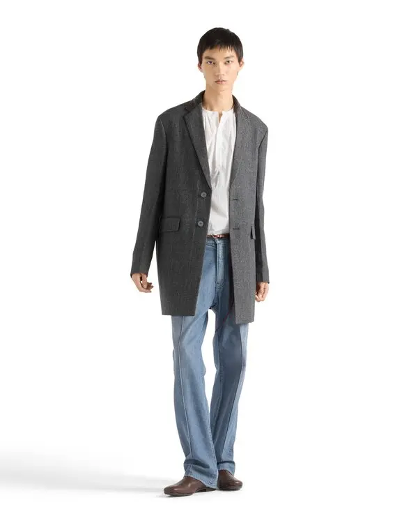 Prada Single-breasted Wool Blend Coat