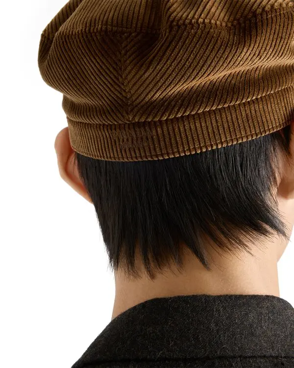 Prada Corduroy Newboy Cap - Brown