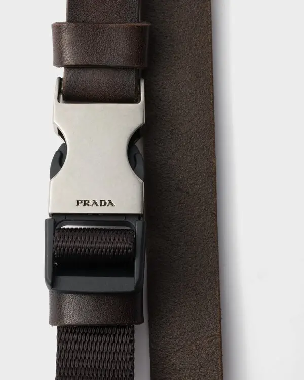 Prada Leather And Woven Nylon Tape Belt