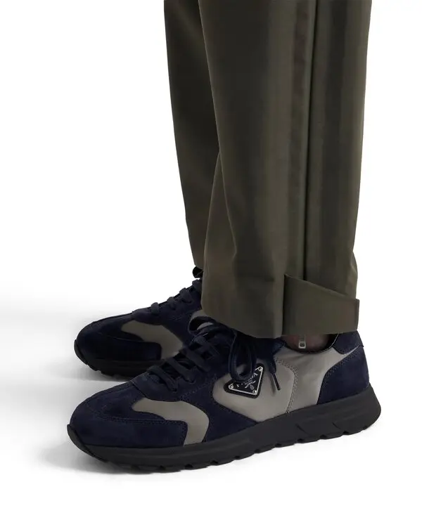 Prada Prax Suede And Re-nylon Sneakers - Blue