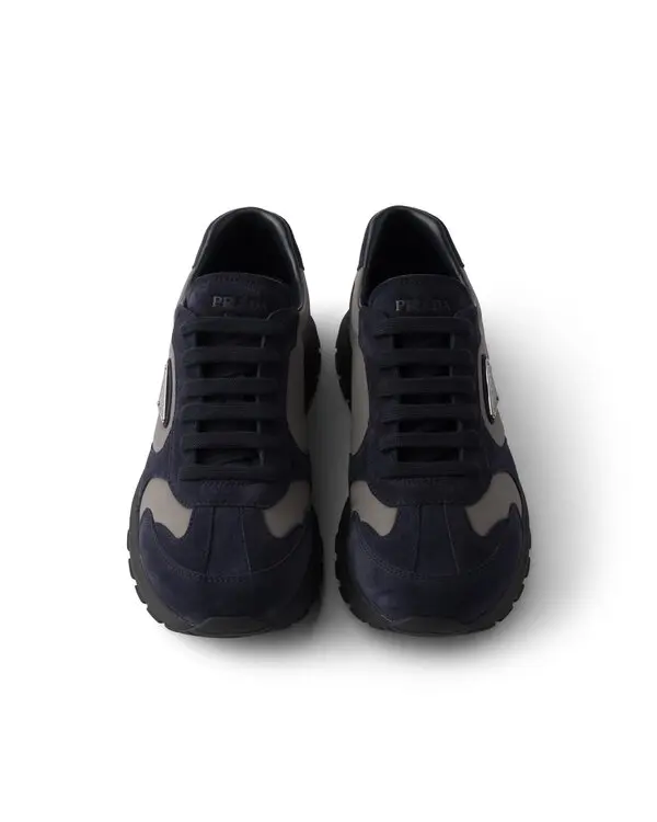 Prada Prax Suede And Re-nylon Sneakers - Blue