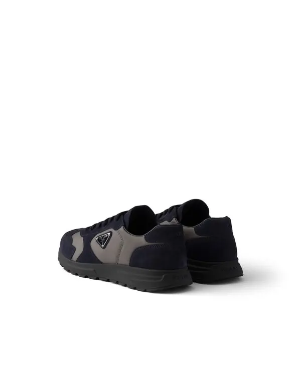 Prada Prax Suede And Re-nylon Sneakers - Blue