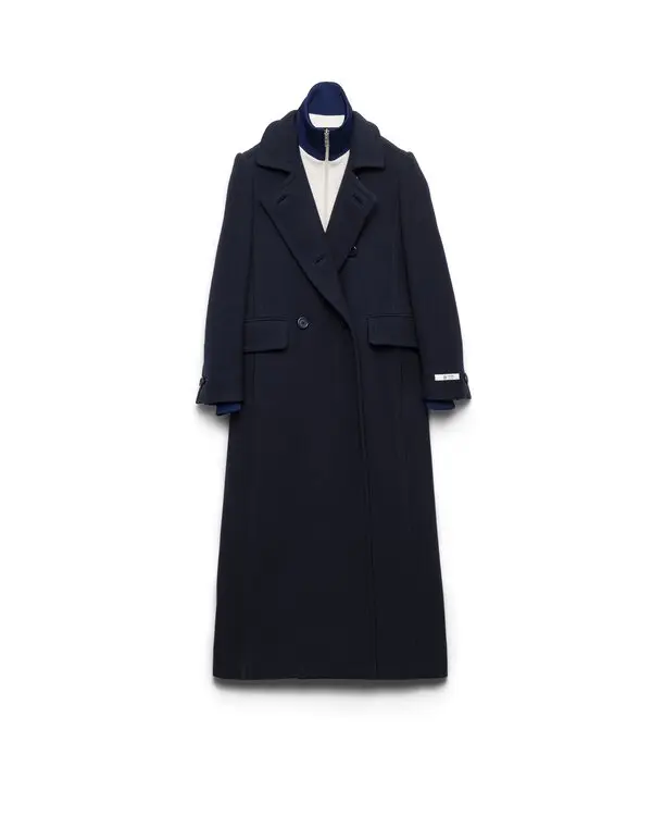 Prada Single-breasted Natté Fabric Coat - Blue