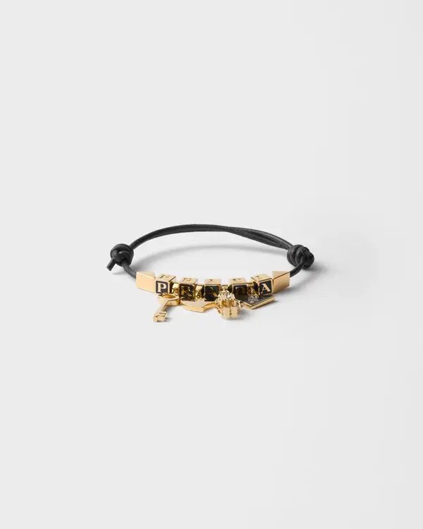 Prada Nappa Leather And Metal Bracelet - Black