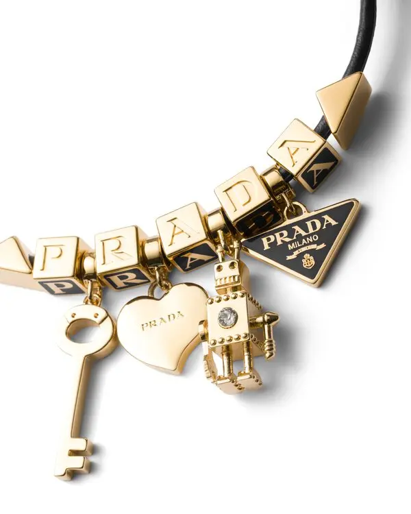 Prada Nappa Leather And Metal Bracelet