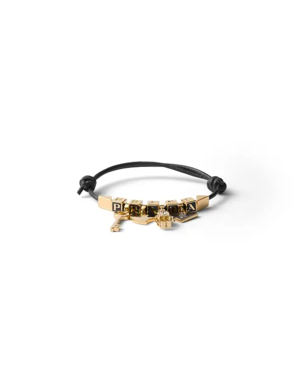 Prada Nappa Leather And Metal Bracelet - Black
