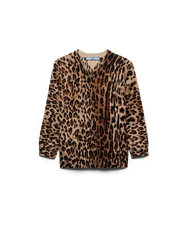 Prada Printed Cashmere Cardigan - Brown