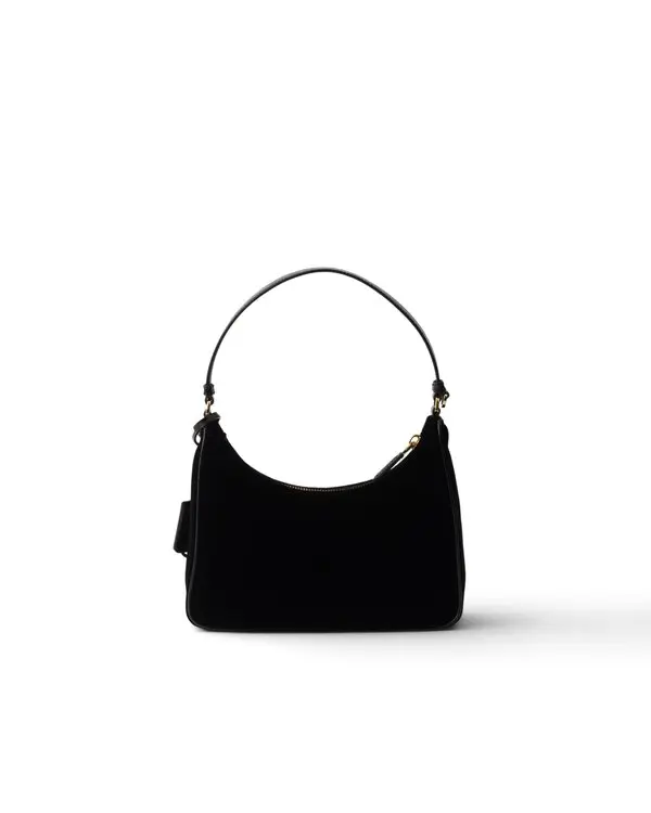 Prada Re-edition 2005 Velvet And Saffiano Mini Bag - Black