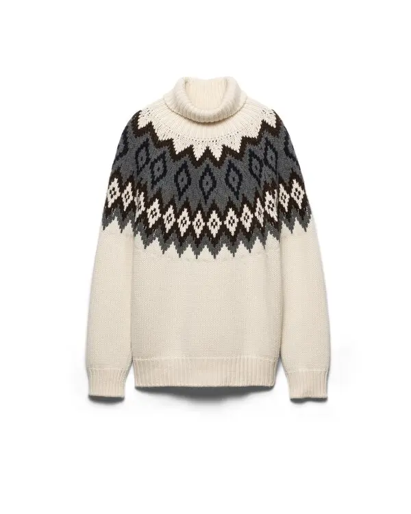 Prada Cashmere And Wool Turtleneck Sweater - Neutral