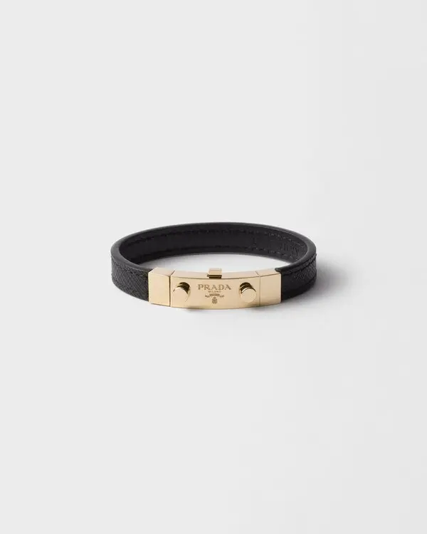 Prada Saffiano Leather Bracelet - Black