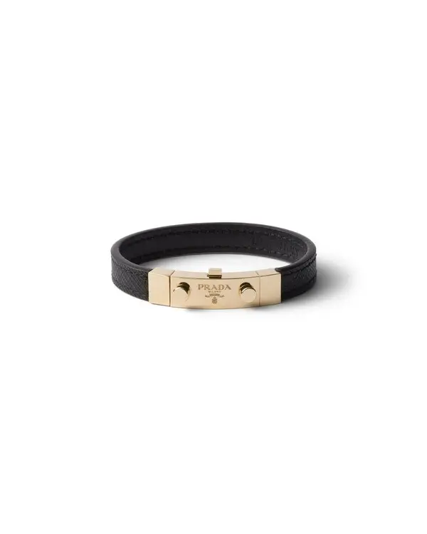 Prada Saffiano Leather Bracelet - Black