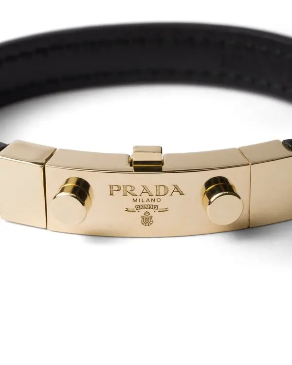 Prada Saffiano Leather Bracelet - Black