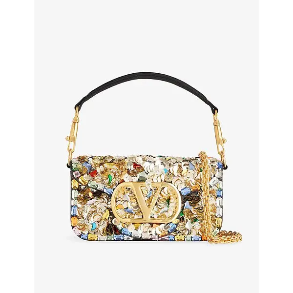Valentino Garavani Loco Sequin Small Silk Shoulder Bag