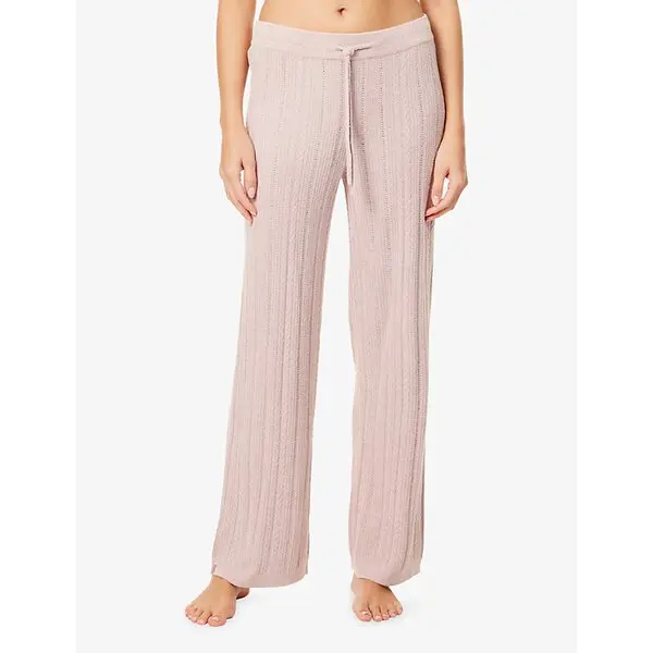 Barefoot Dreams Cable Knit Trousers - Teaberry