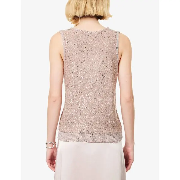 Max Mara Sequin-knit V-neck Top