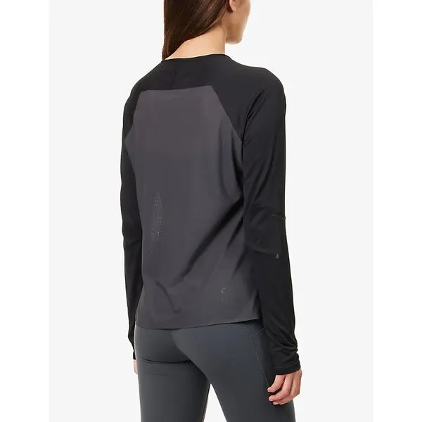 On Performance Long-sleeve Stretch-woven Top - Black/eclipse
