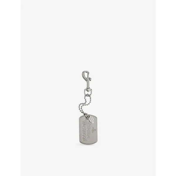 VIVIENNE WESTWOOD Engraved Logo Dog Tag Charm - Silver