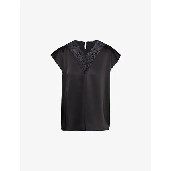 Max Mara Fluid Lace-trim Satin Top