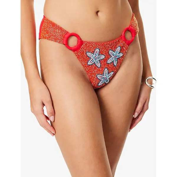 OCEANUS Beaded Bikini Set - Red Multi
