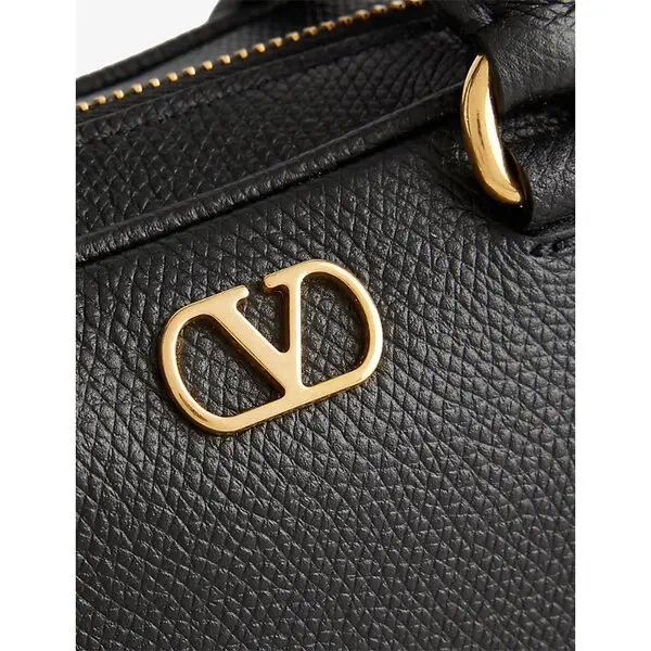 Valentino Garavani Vlogo Bowling Mini Leather Top Handle Bag - Nero