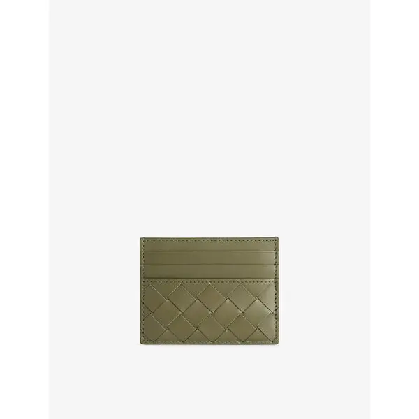 Bottega Veneta Intrecciato Leather Card Holder - Crocodile-silver