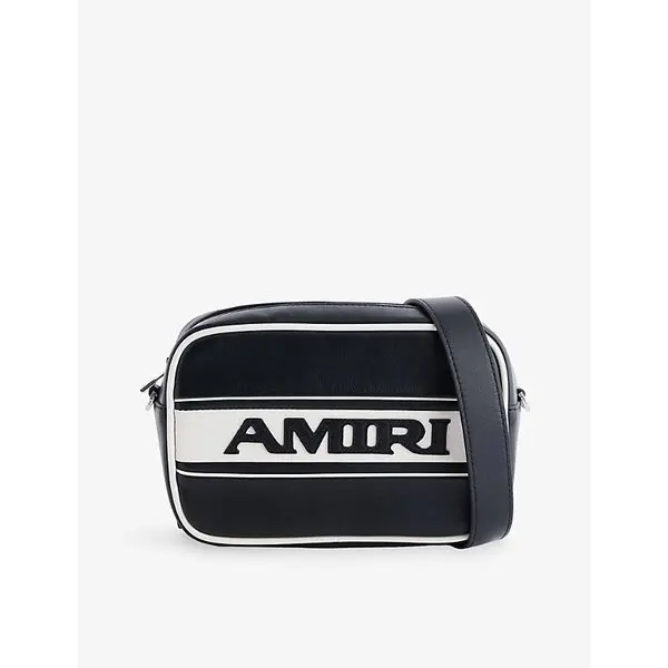 Amiri Logo Leather Camera Bag - Black