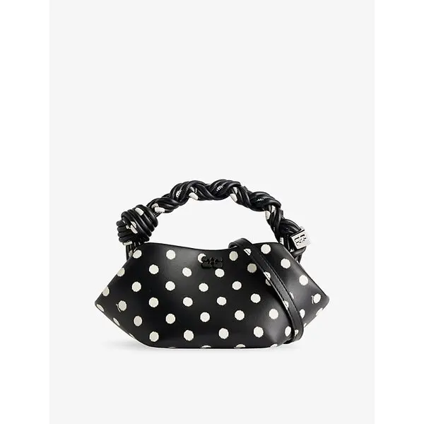GANNI Mini Polka Dot-print Leather-blend Top-handle Bag