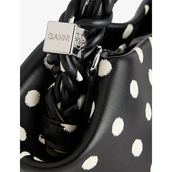 GANNI Mini Polka Dot-print Leather-blend Top-handle Bag