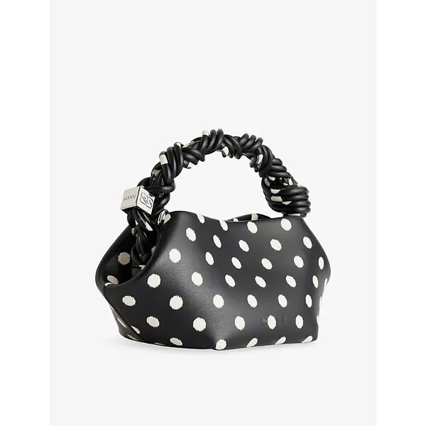 GANNI Mini Polka Dot-print Leather-blend Top-handle Bag