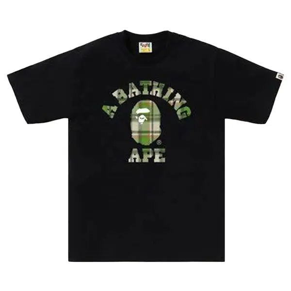 A BATHING APE Check College Tee - Black