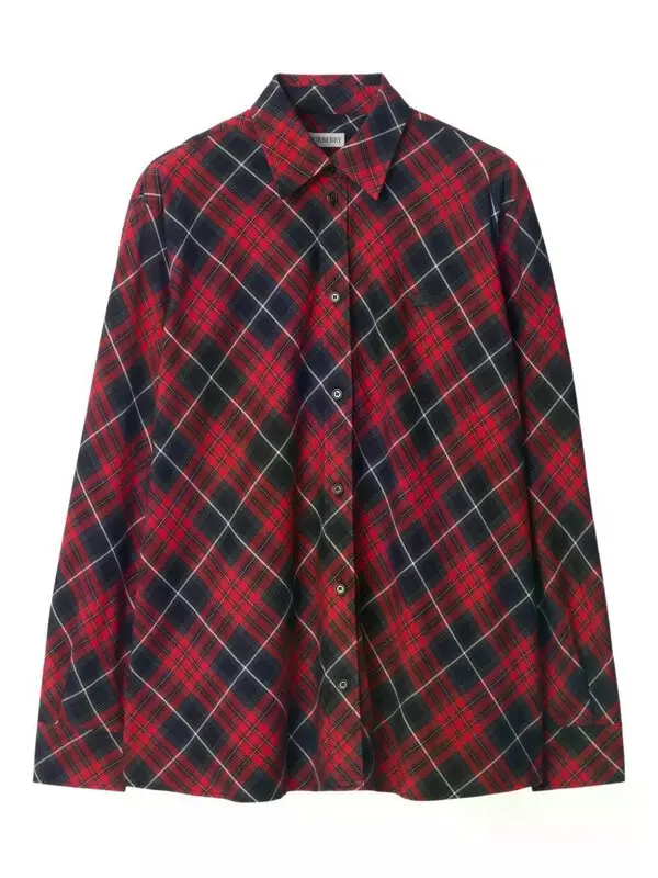 Burberry Checked Cotton Shirt - Red