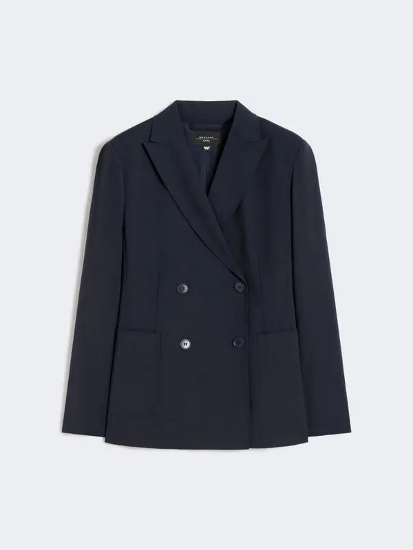 Max Mara Double-breasted Stretch Wool Blazer - Navy