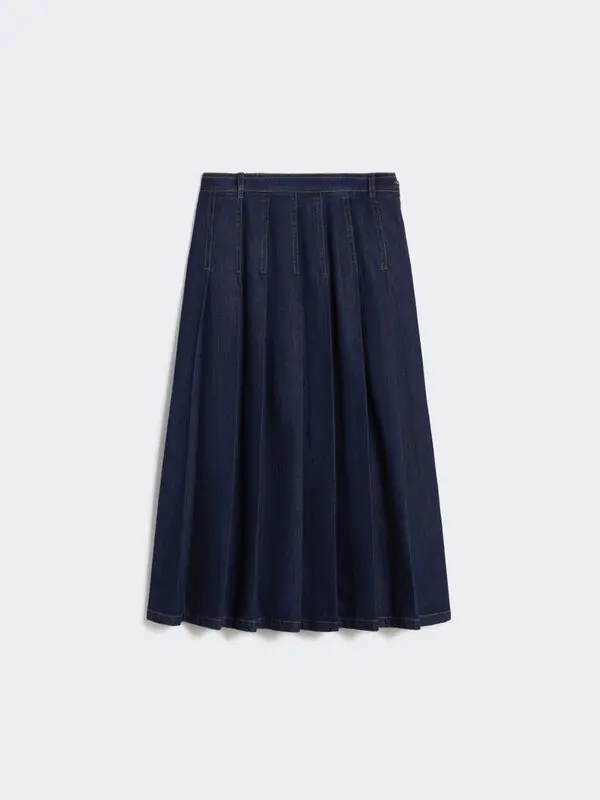 Max Mara Pleated Denim Maxi Skirt - Navy