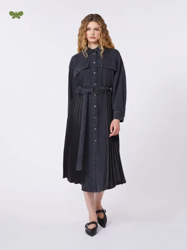 max mara cotton denim dress Max Mara | Woman - Cotton denim dress with belt - Ultramarine