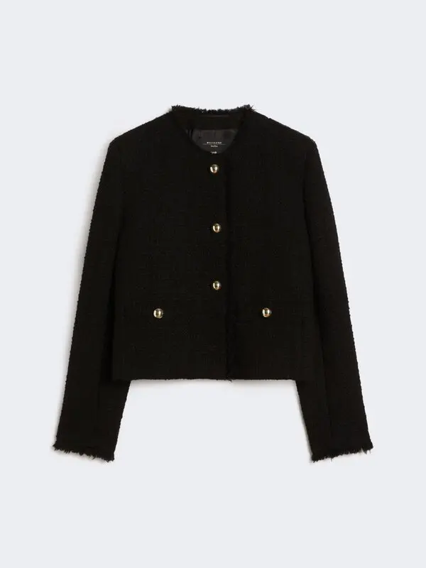 Max Mara Wool-blend Crew-neck Jacket - Black