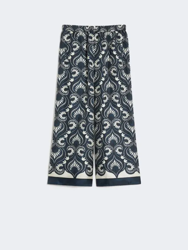 Max Mara Printed Wide Leg Trousers - Navy