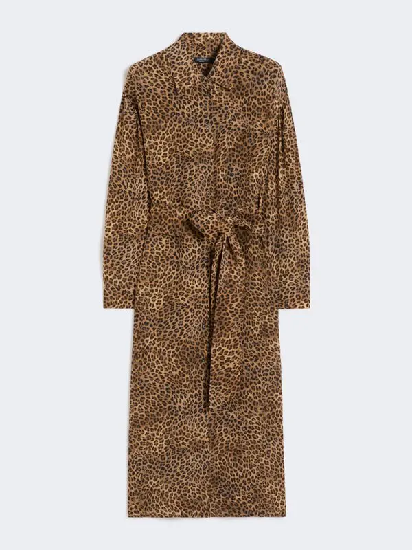Max Mara Printed Silk Crêpe De Chine Shirt Dress - Camel