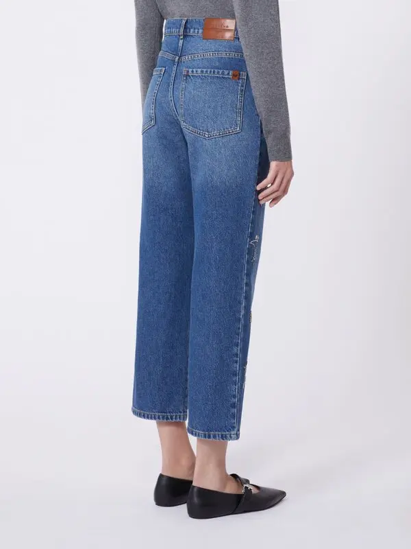 Max Mara Embroidered Denim Straight Leg Jeans