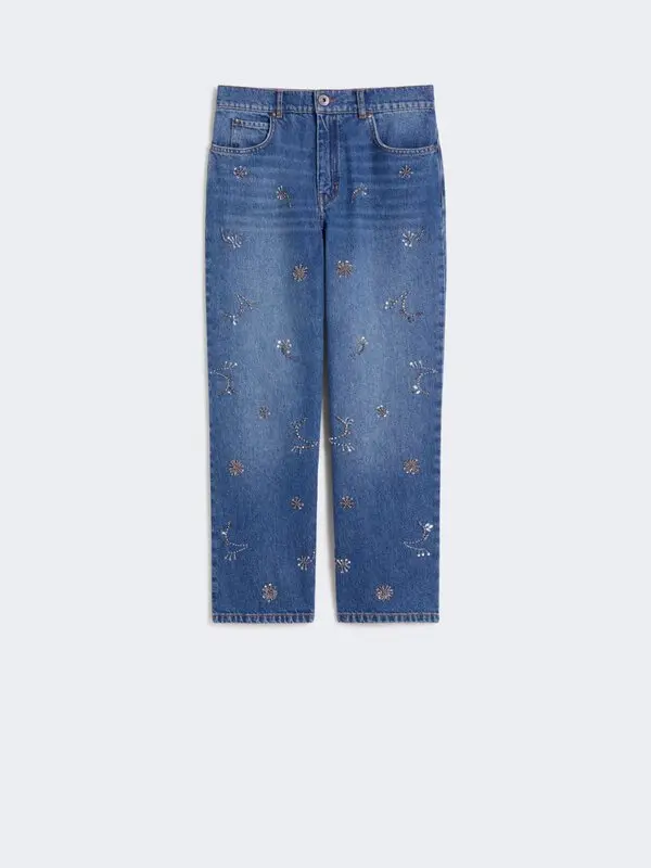 Max Mara Embroidered Denim Straight Leg Jeans