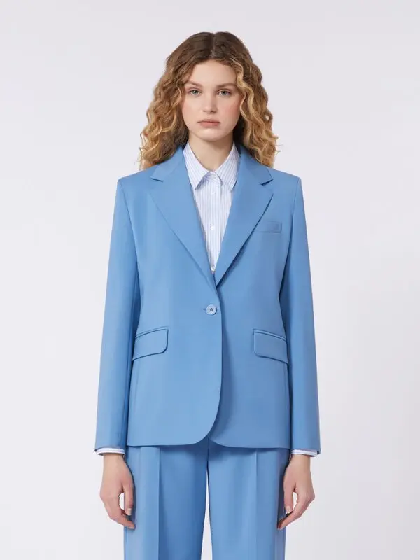 Max Mara Stretch Wool Single-breasted Blazer - Light Blue