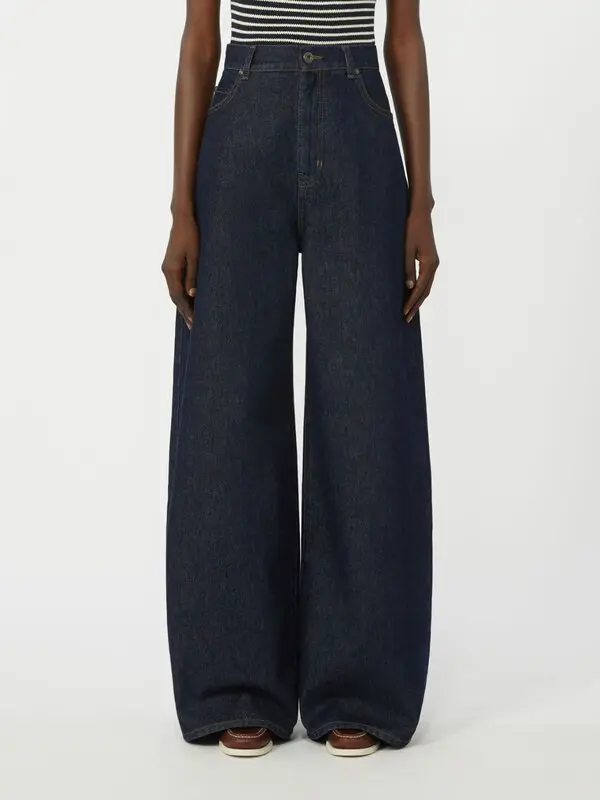Max Mara Cotton Denim Wide-leg Jeans - Navy